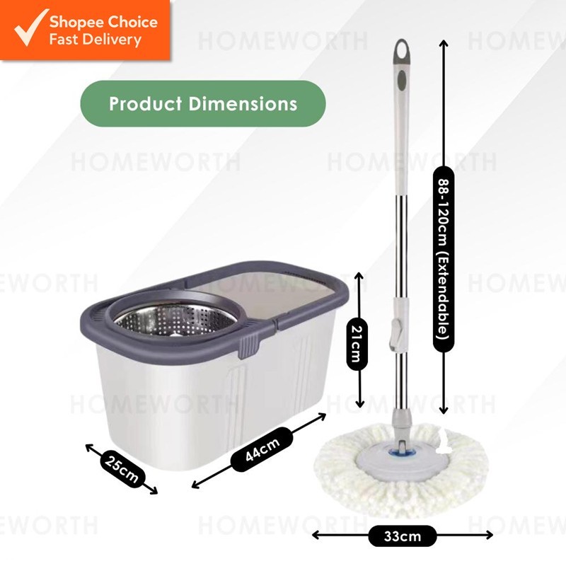 360° Rotating Spin Mop and Bucket Set – Lazy Mop with Microfiber Head ...