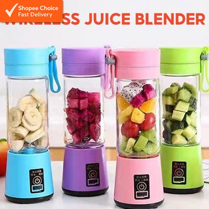 Fruit Juice Blender (380ML) - Spiral 6 Blades, Silicone Non-Slip Base ...