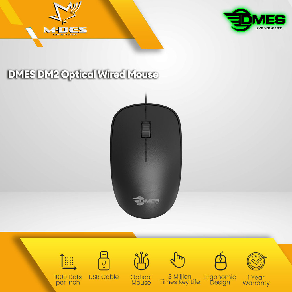 DMES DM2 Optical Wired Mouse with 1000DPI - 1 Year Warranty | Shopee ...