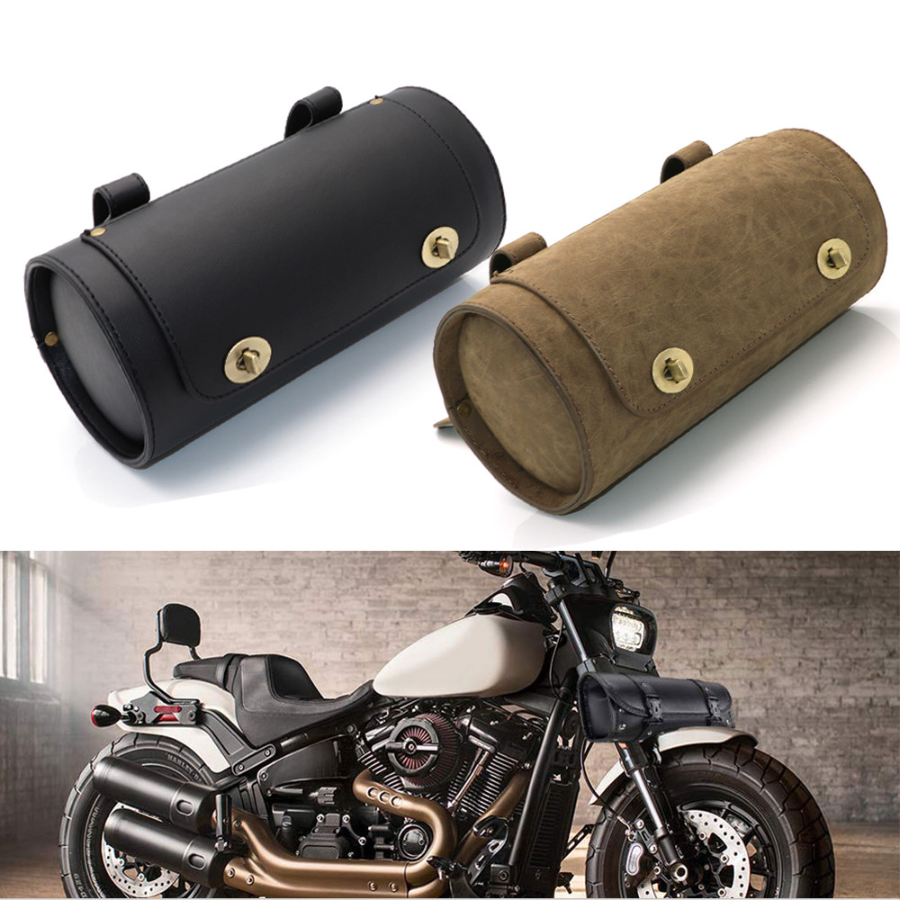 Motorcycle Bag Saddlebags PU Leather Front Fork Tail Tool Bag Luggage ...