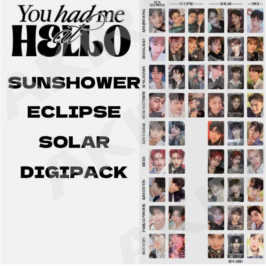 ZB1 ZEROBASEONE You had me at HELLO SUNSHOWER ECLIPSE SOLAR DIGIPACK PHOTO CARD / SUNG HAN BIN ...