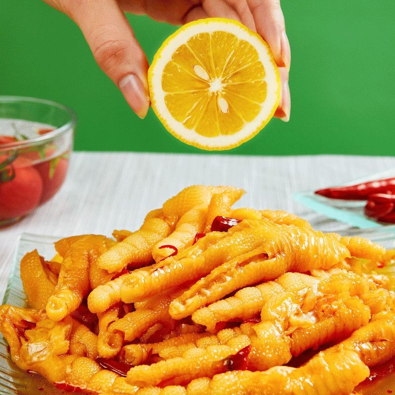 Boneless Chicken Feet Sour and Spicy Lemon Chicken Feet with Pickled Peppers Canned Internet ...