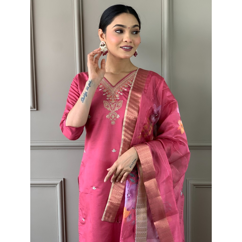 READY STOCK S - 4XL MVITA LIVING Designer Embroidery Work Viscose ...