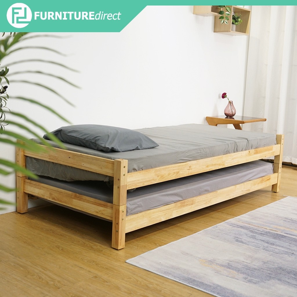 Furniture Direct ACHI Solid Wood Stackable Bed Frame-Natural | Shopee ...