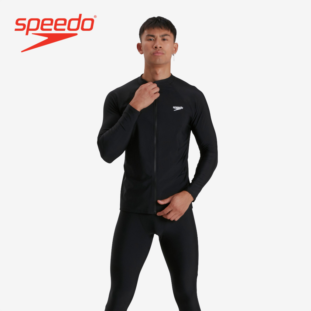 Speedo Men's Swimwear - Essential Long Sleeve Zip Top - Black - 8 ...