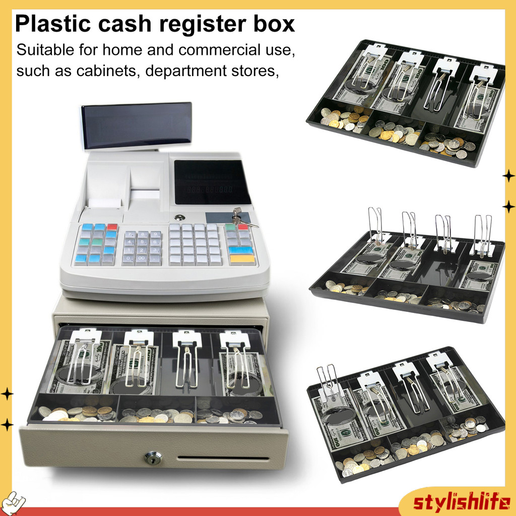 [stylishlife] Steel Clip Cash Box Coin Organizer Multi Compartment Cash ...