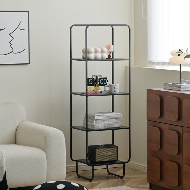 M/Wrought Iron Bookcase Integrated Floor Shelf Wall Small Bookcase ...