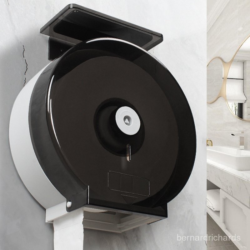 M/Wall-Mounted Large Roll Paper Box Toilet Punch-Free Hotel Toilet Big ...