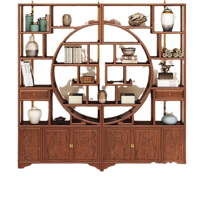 JY-8/Antique Shelf Solid Wood New Chinese Style Duobao Pavilion Living ...