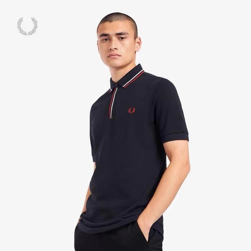 FRED PERRY 100% ORIGINAL FP polo shirt Casual Business Lapel Cotton POLO Shirt Men's Short ...