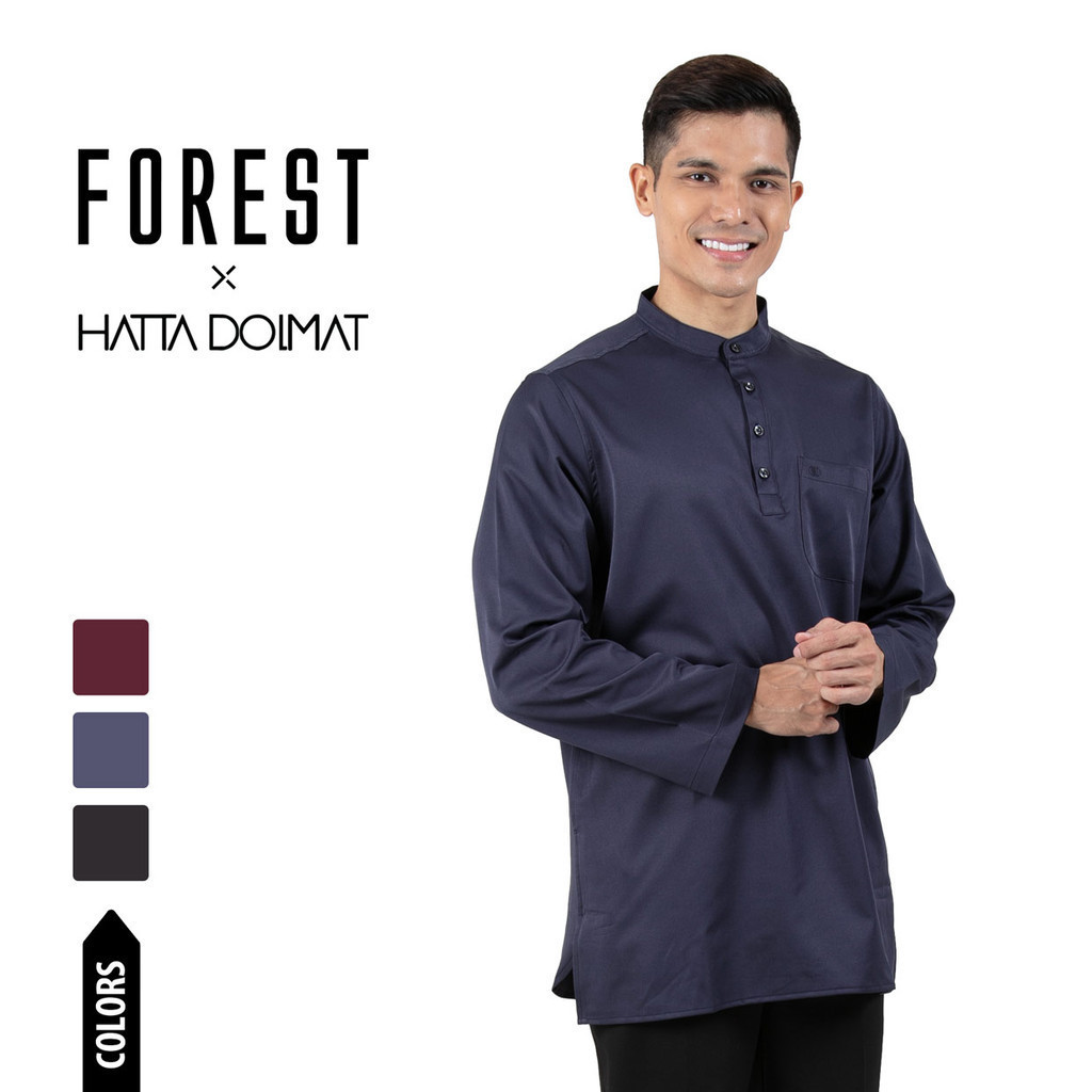 Forest x Hatta Dolmat Baju Melayu Cekak Musang Slim Fit Kurta Collar ...
