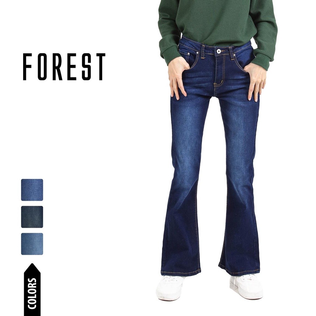Forest Ladies Mid Waist Stretchable Boot Cut Jeans Women | Seluar Jeans ...