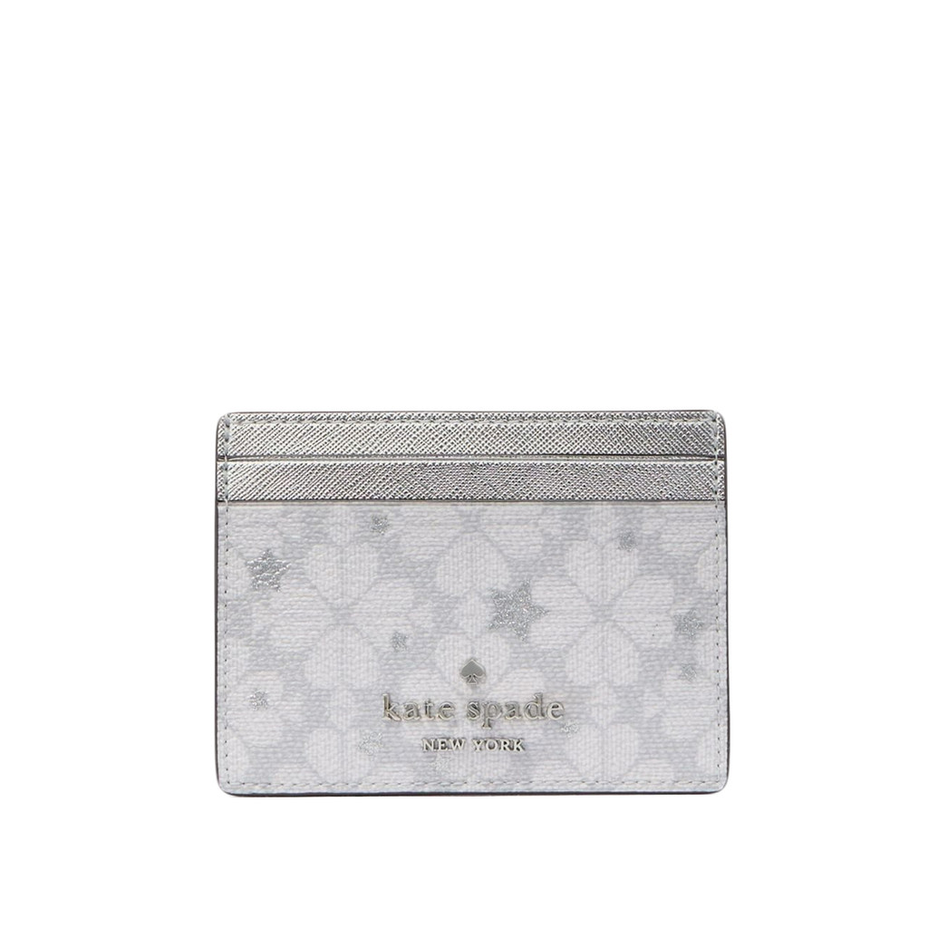 Kate Spade Spade Flower Star Toss Small Slim Card Holder - Platinum ...