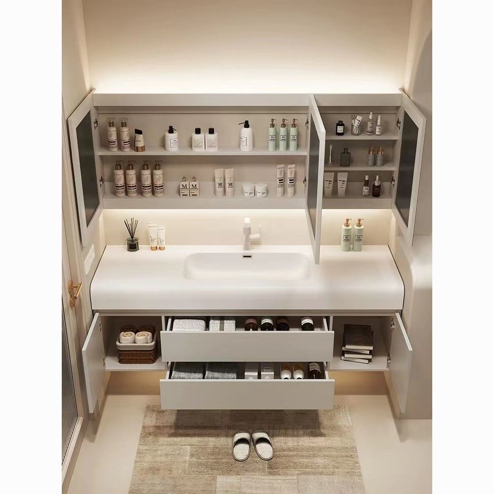 J-H/New Smart Cream Bathroom Wash Basin Skin-like Integrated Wash Sink ...