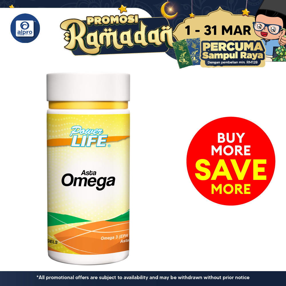 Powerlife Asta Omega 60s | Omega-3 Fish Oil (EPS 545mg & DHA 115mg ...