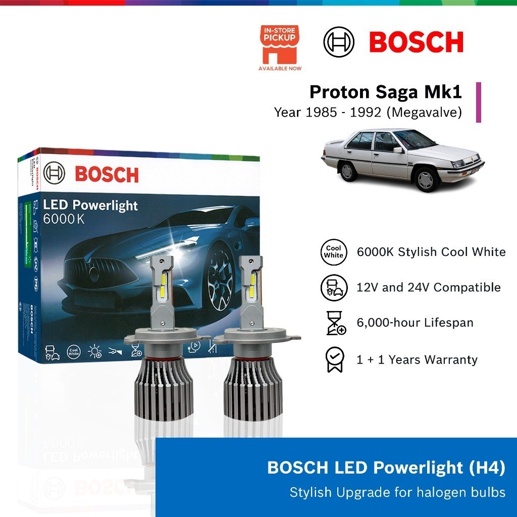 Bosch LED Powerlight Retrofit 6000K Proton Saga MK1 (1985 - 1992) H4 ...