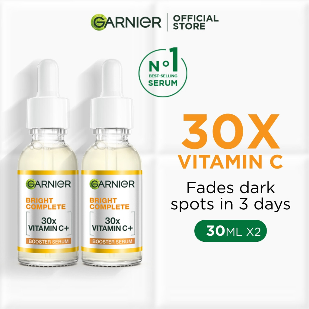 BESTSELLER Garnier Bright Complete Vitamin C+ BHA Niacinamide Fade Dark Spot Serum (30mlx2) 100X ...