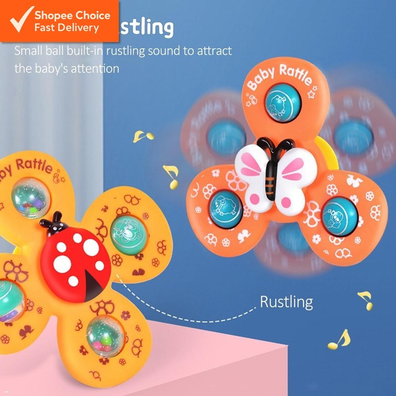Baby Spinner Toy Set – 3PCS Suction Wall & Bath Spinning Toys for Kids ...