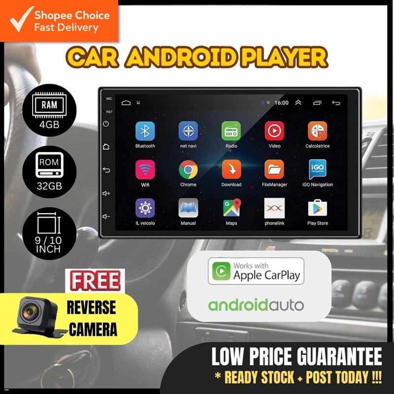 Dessino Android Car Player 10 Inch – 4+32GB Touchscreen MP5 with Free ...