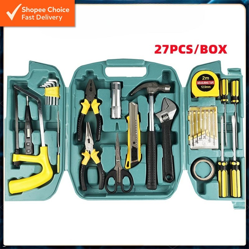 [Shopee Choice] 27Pcs Household Tools Set Mixed Ironware Hardware Kit ...