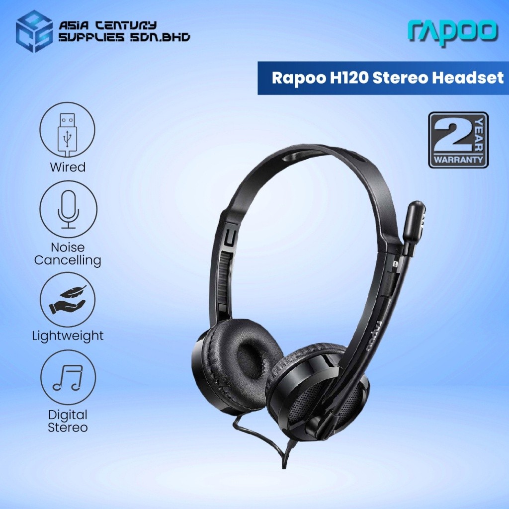 Rapoo H120 USB Stereo Headset Black / Rapoo Headset / Rapoo H120 ...