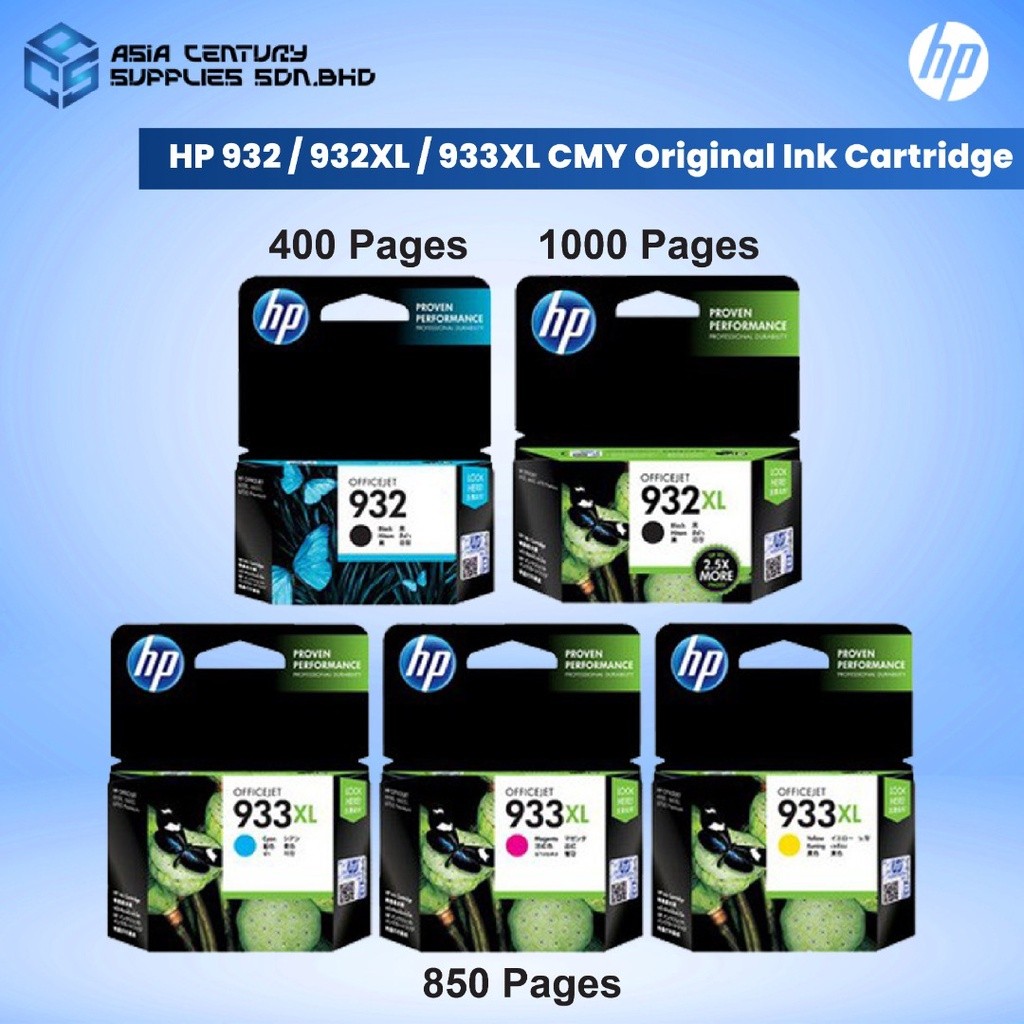 HP 932 / 933XL Black Cyan Magenta Yellow Ink Cartridge HP Officejet ...