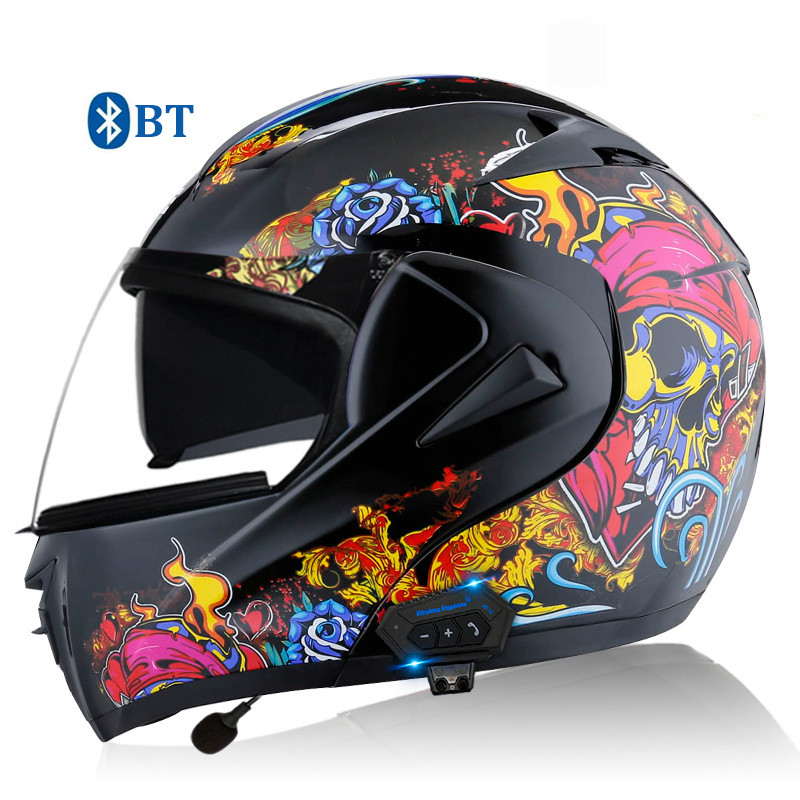 Customize DOT Carbon Fiber Modular Helmet Flip Up Helmet With Blue ...