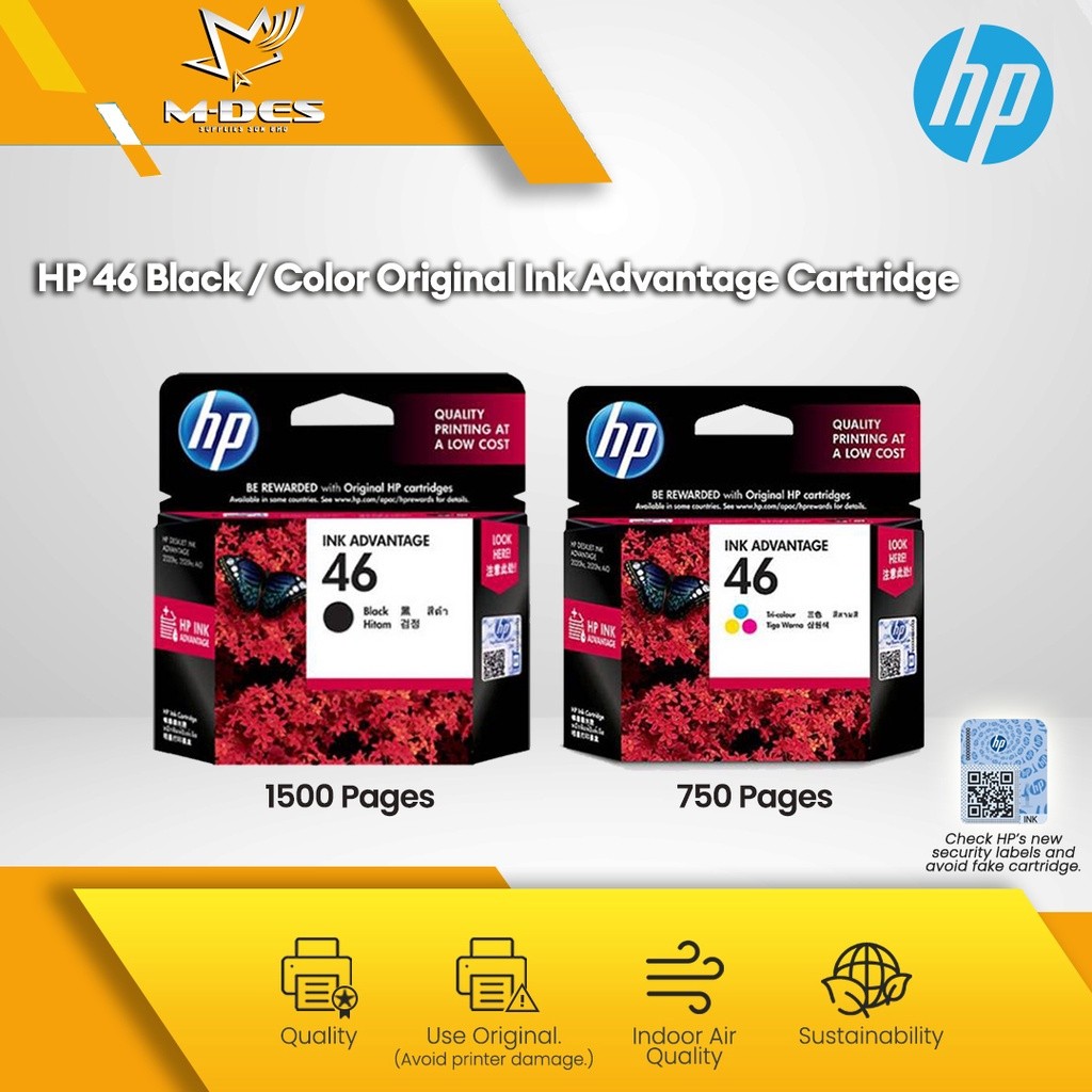 HP 46 Black / Tri-Color Original Ink Advantage Cartridge ( CZ637AA ...
