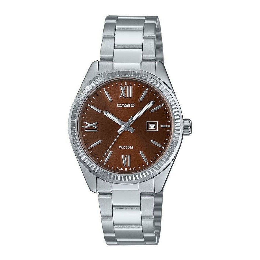 Casio LTP-1302DD-5A Brown Analog Roman Numeral Quartz Ladies Casual ...