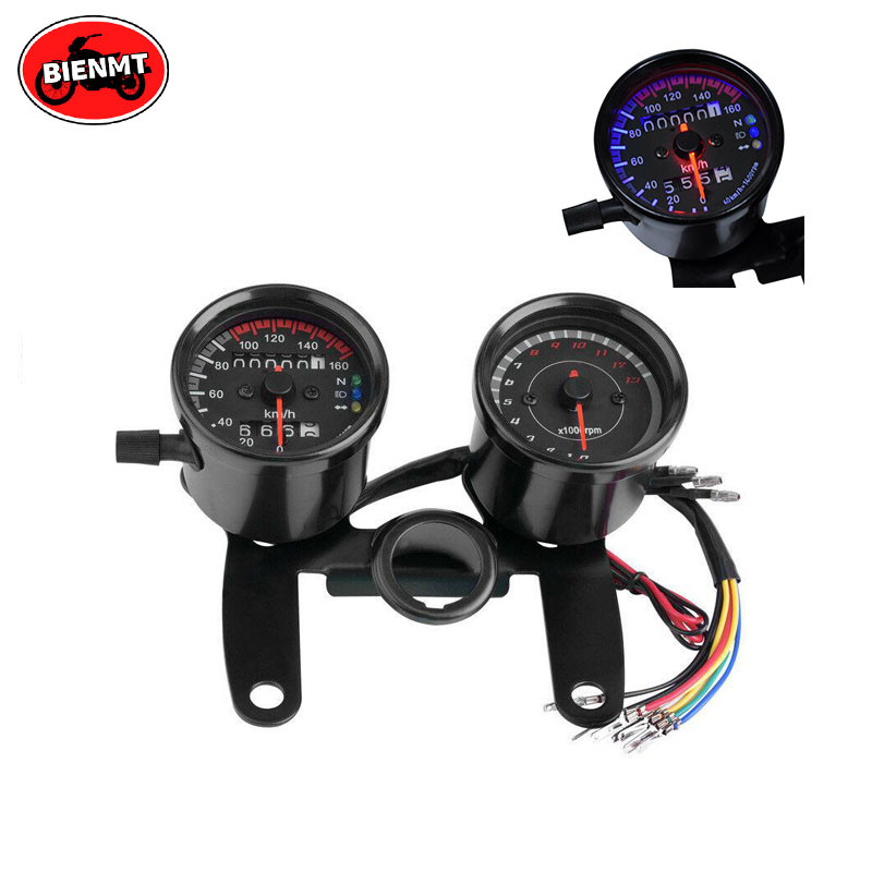 Cafe Racer Motorcycle meters Odometer adjustment Tachometer LED Speed ...