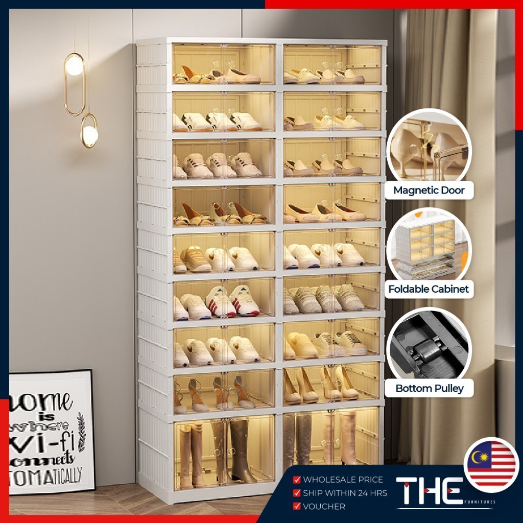 THE L44/87cm (3/6/9 Layers) Single/Double Rows Foldable Plastic Shoe ...