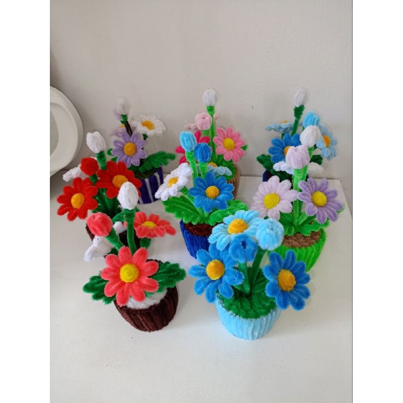Bunga Daisy kawat Bulu Mini Pot 💕 | Shopee Malaysia