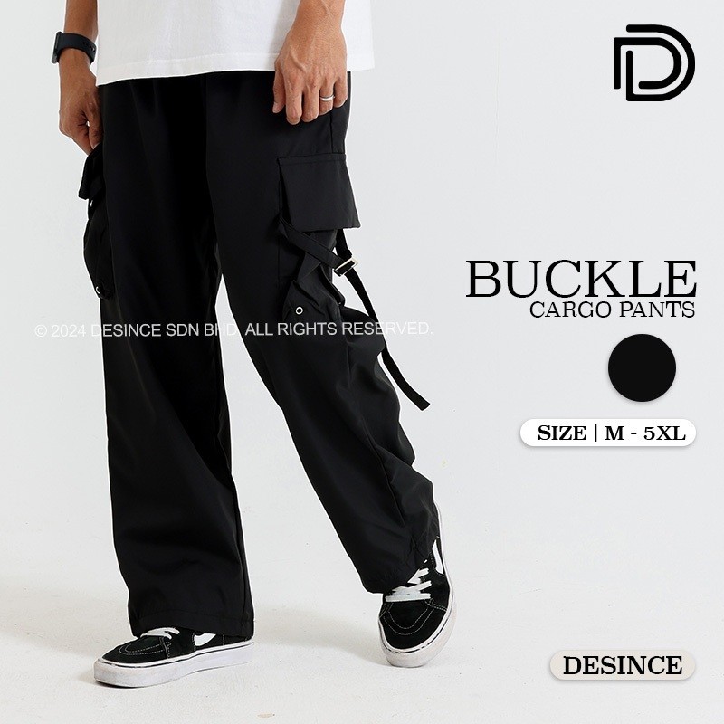 🇲🇾 DESINCE Men Long Loose Fit Straight Cut Buckle Cargo Pants Man ...