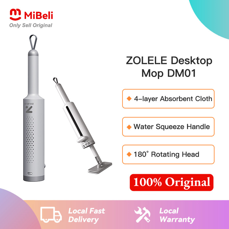 Zolele Mini Desktop Mop DM01 Portable Self-Squeeze Small Mop One Button Operation for Small ...