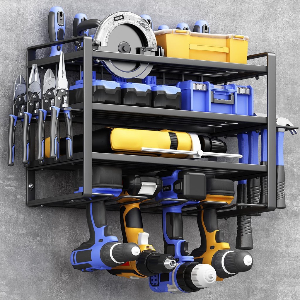 M/New Four-Layer Wall-Mounted Electric Tool Storage Rack Heavy-Duty ...