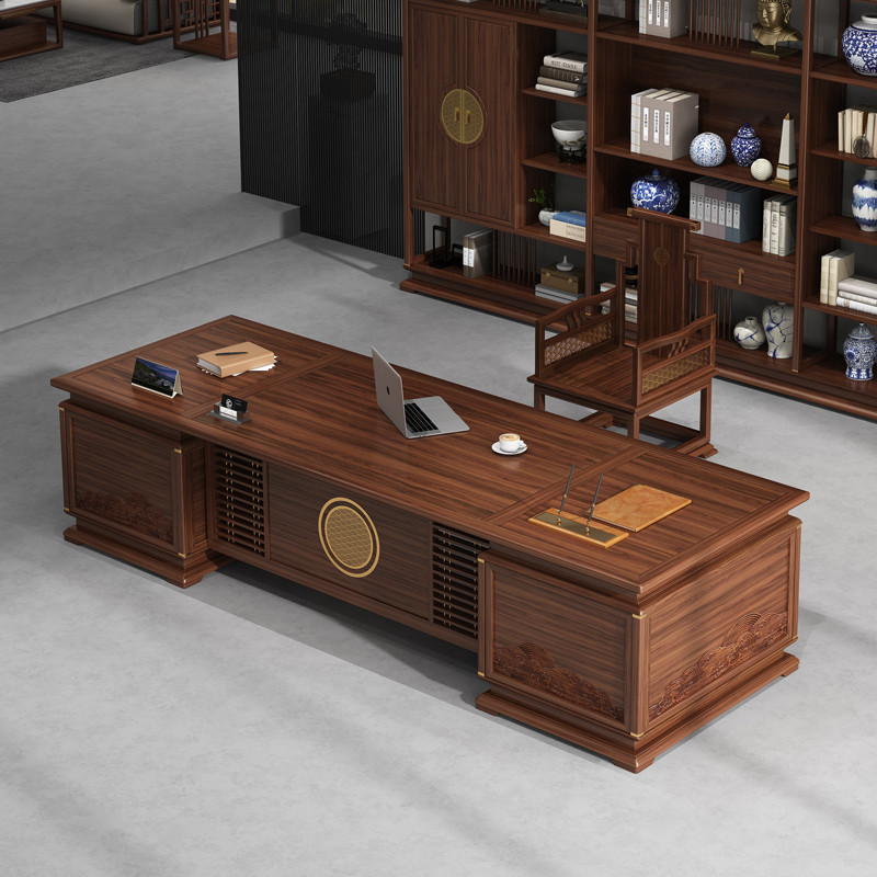 Q-8/X90U New Chinese Style Solid Wood Boss Desk General Manager ...
