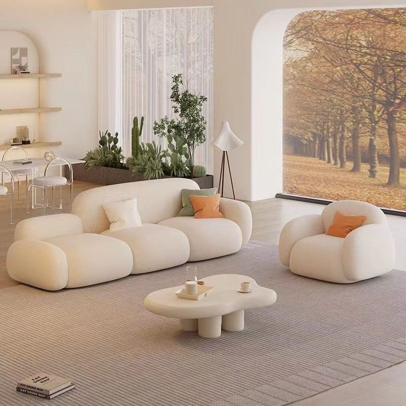 Q-8/Cream Bread Splicing Sofa Small Apartment Sofa Living Room Small ...