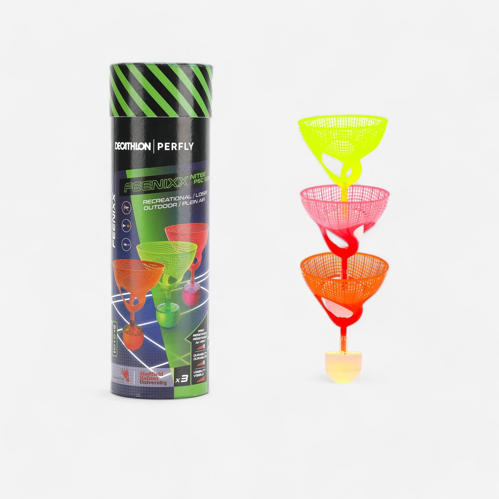 Decathlon Outdoor Badminton Plastic Shuttlecock Feenixx 530 Nite (Glow ...
