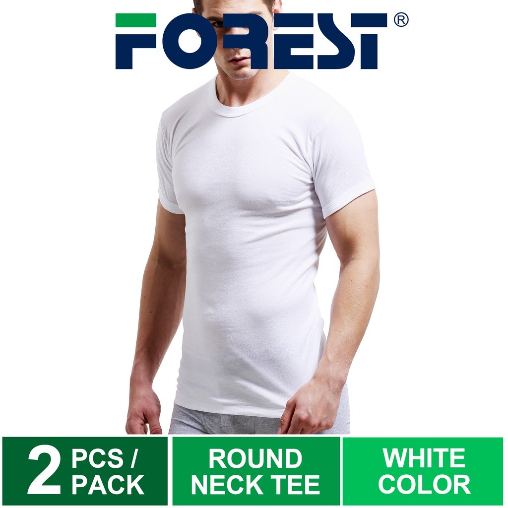(2Pcs) Forest Mens 100% Cotton Semi Fit Round Neck Inner Tee Assorted ...
