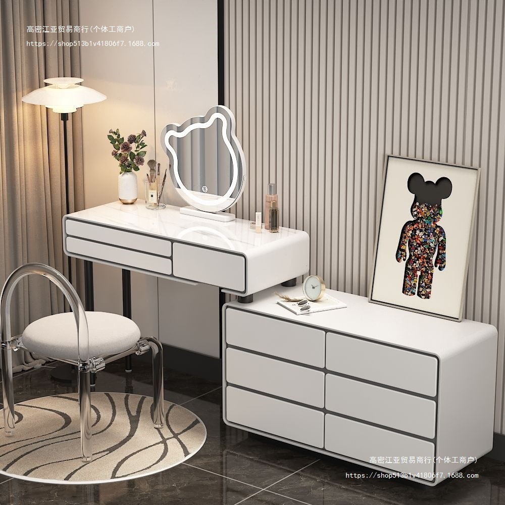 JY-8/Solid Wood Stone Plate Cream Style Dressing Table Solid Wood ...