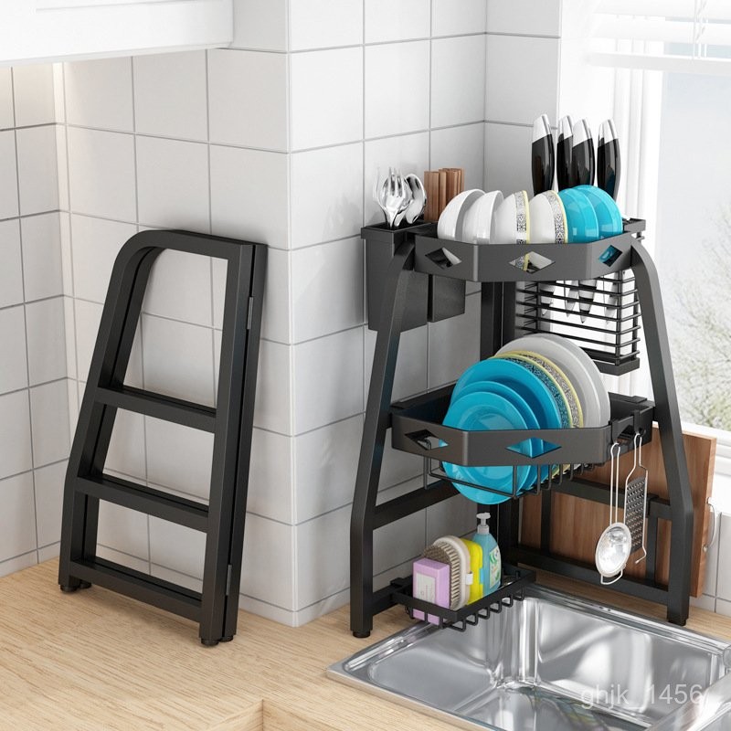 QM-48#Kitchen Sink Corner Countertop Cupboard Dish Rack Storage Rack ...