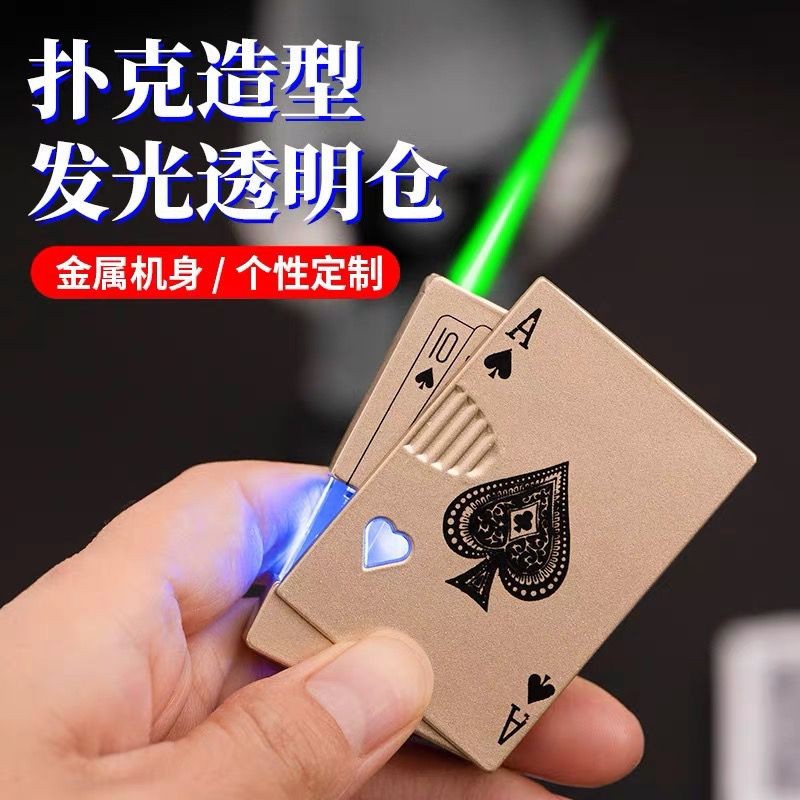 Playing Card Lighter Windproof Transparent Gas Chamber Unique ...