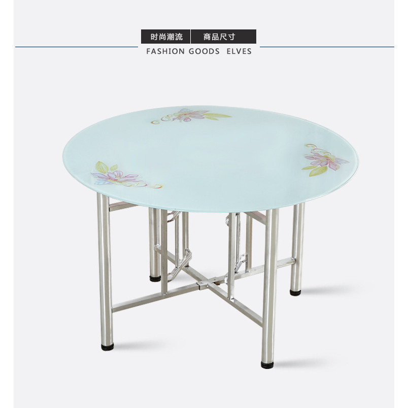 K-Y】Folding Dining Table Tempered Glass Round Table Outdoor Food Stall ...