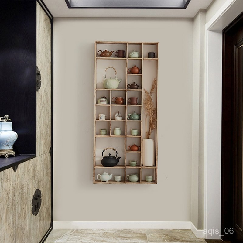 J-H/##Solid Wood Tea Cup Rack Multi-Treasure Display Shelf Curio ...