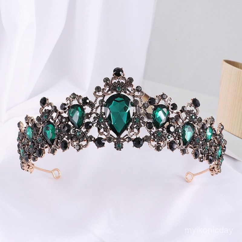 M/baroque Vintage Colorful Rhinestone Bridal Crown Trendy Gold Crown ...