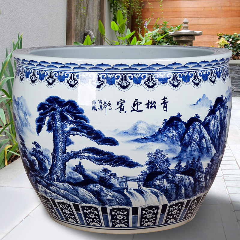 J-H/Large Ceramic Tank for Courtyard Tree Planting, Viewing Door ...