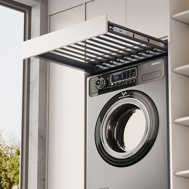 J-H/Invisible Clothes Drying Rack Pull-out Washing Machine Above Pants ...