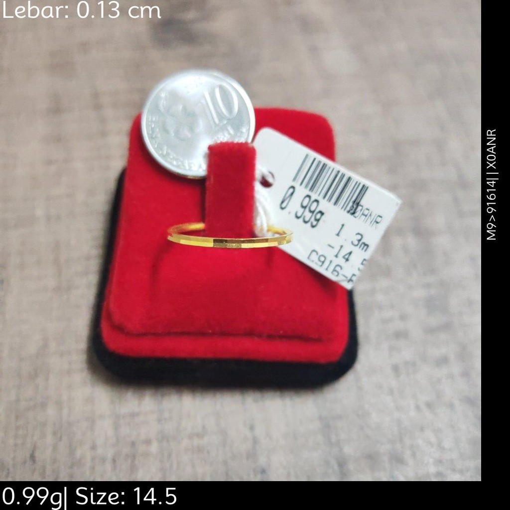 Emas916, Cincin Rt Small Yg Crki Stg T0.8 Comfort 0.1 cm Pd 7423 P561 15 | Shopee Malaysia