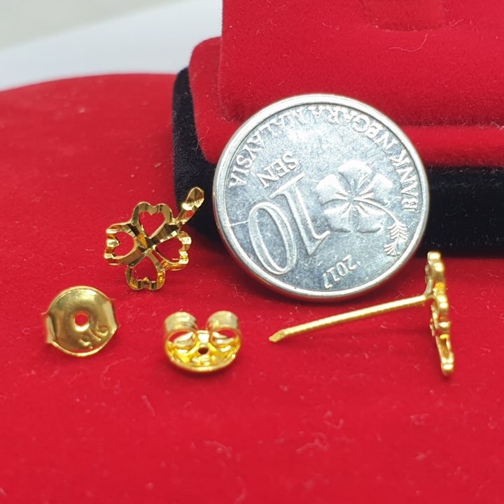 Emas916, Subang Paku Bunga Raya Love 0.7 cm Pd 6959 P583 | Shopee Malaysia