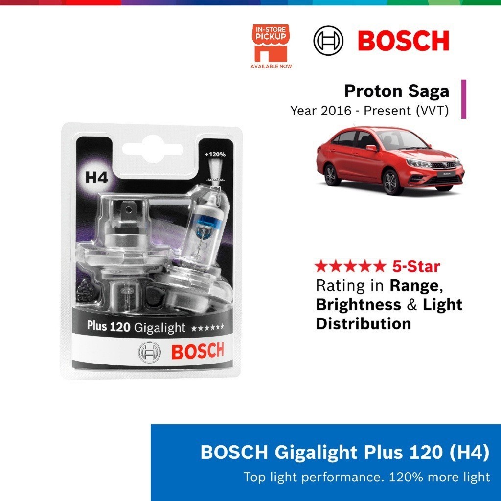 Bosch Plus 120 Gigalight H4 Headlight Bulb for Proton Saga VVT | Shopee ...